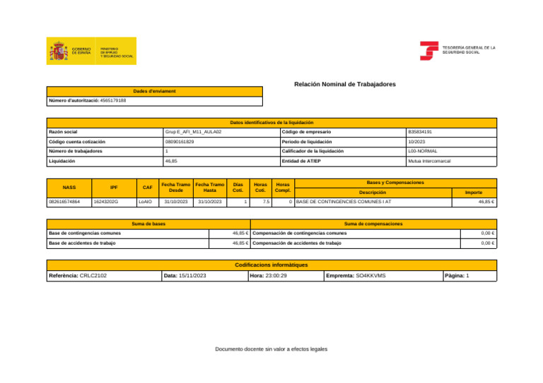 RNT TC2 Octubre | PDF