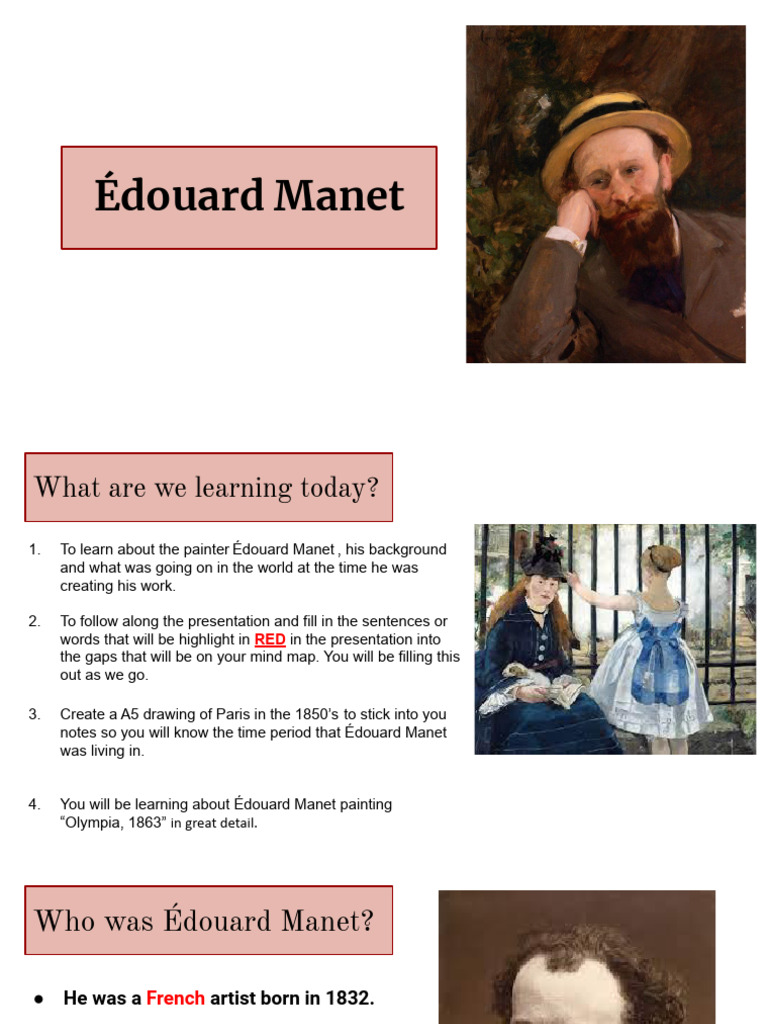 edouard manet visual studies presentation 1 | PDF | Édouard Manet | Impressionism