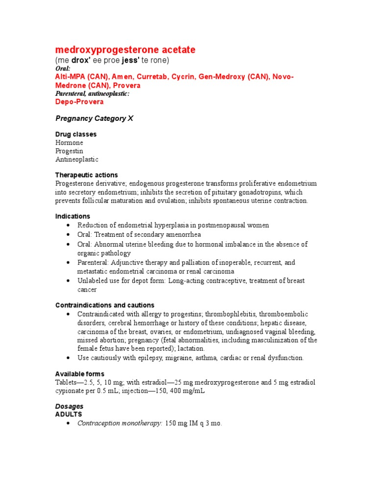 Medroxyprogesterone Acetate Overview | PDF | Human Reproduction ...