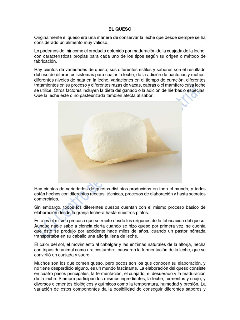 Teoria de Quesos | PDF | Queso | Leche