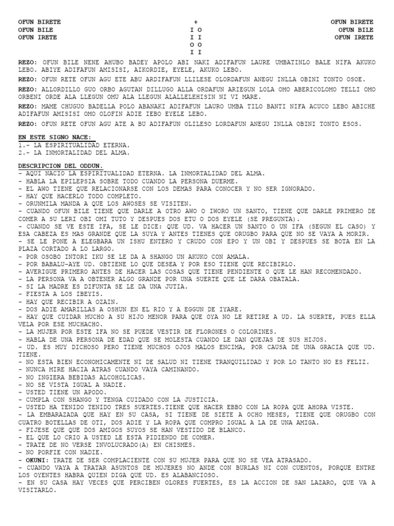 Significado y Ritual de Ofun Bile | PDF | Santeria | Religiones religiosas