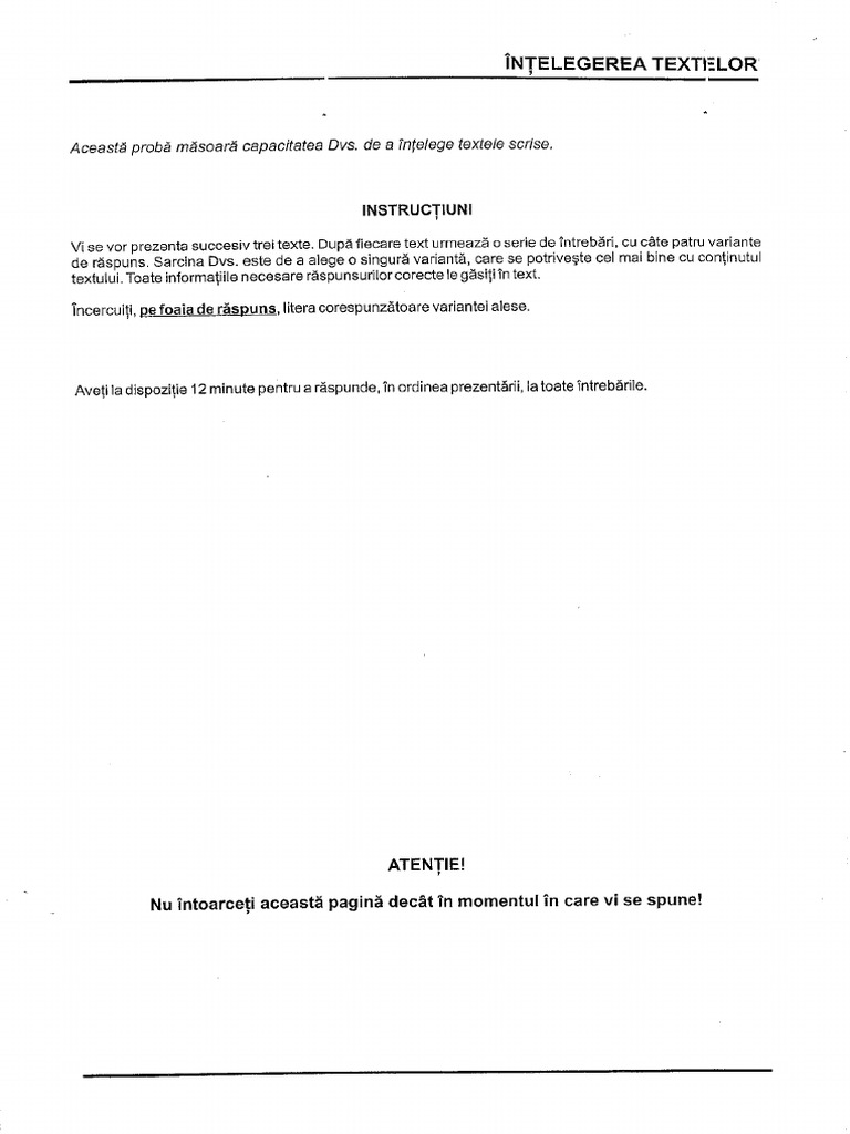 Test aptitudine verbala 1 | PDF