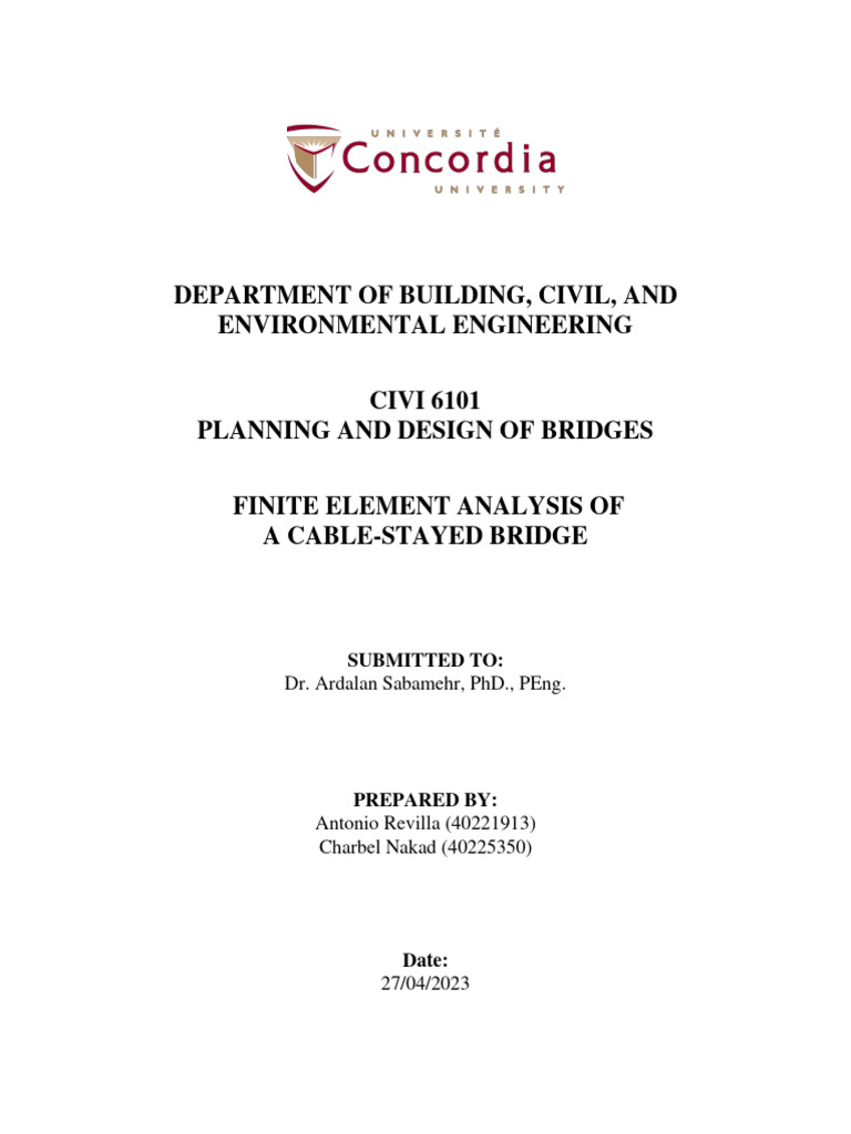 Report CIVI 6101 Cable Stayed Bridge FEM | PDF