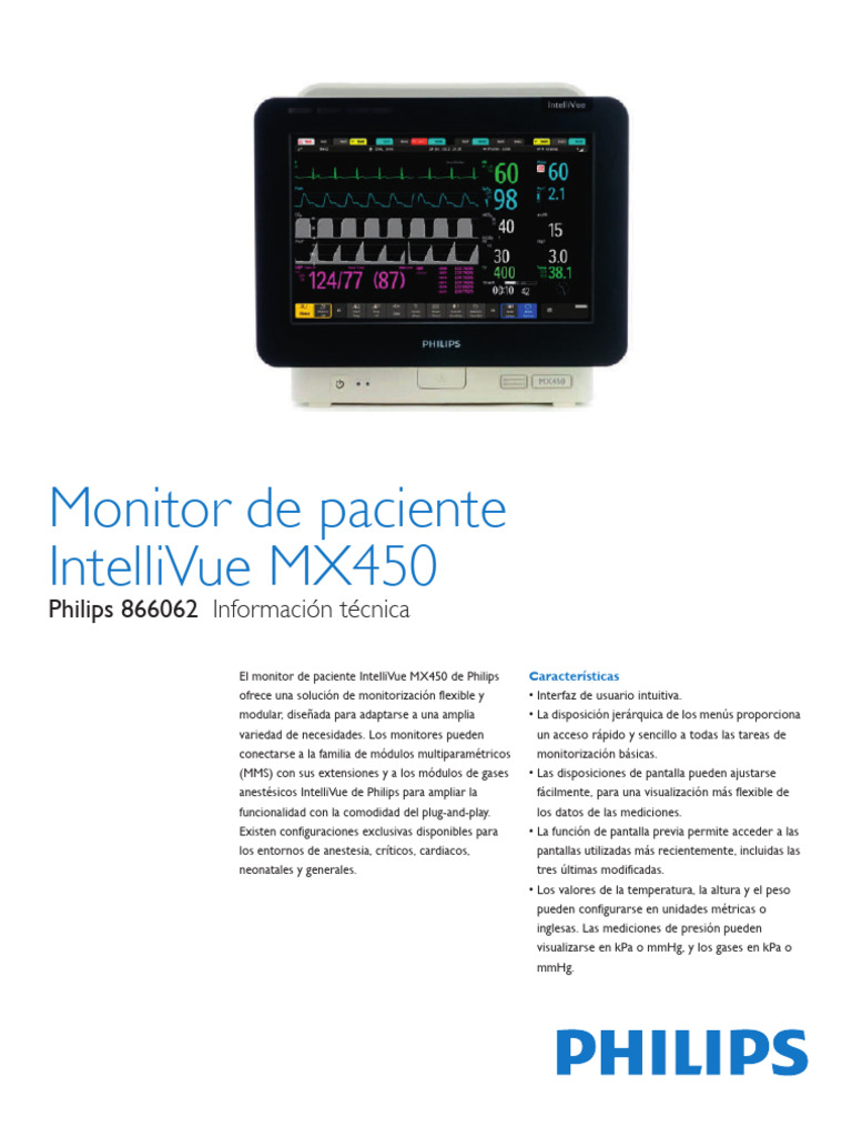 Monitor de Paciente IntelliVue MX450 | PDF | Electrocardiografia ...