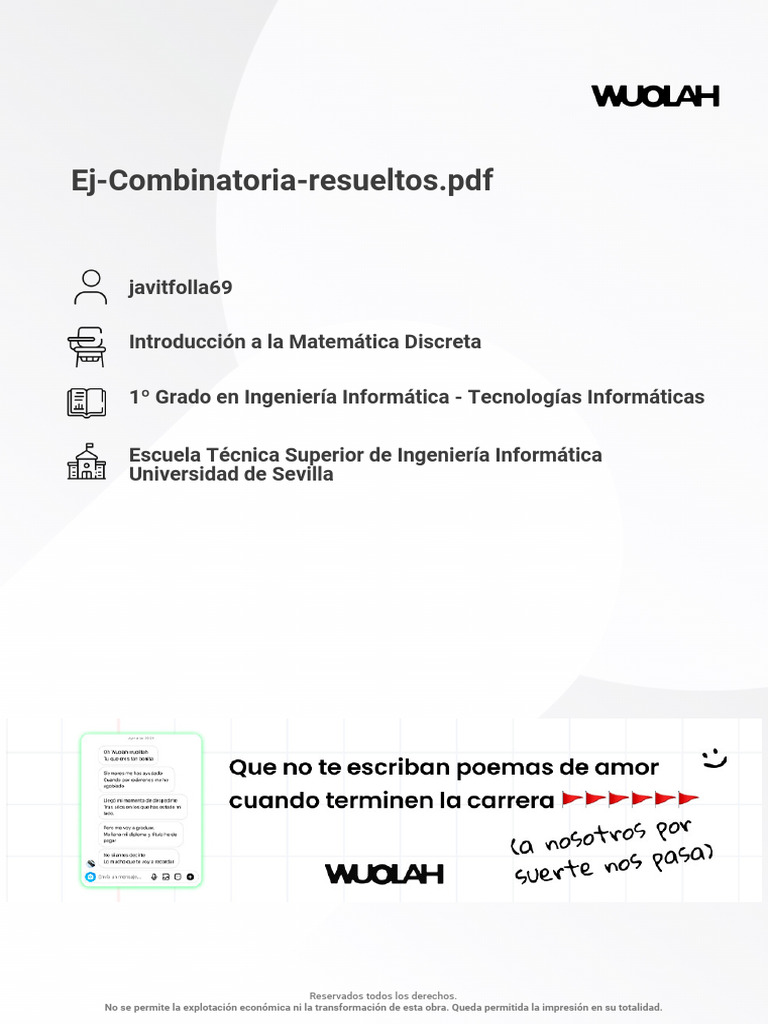 Wuolah Free Ej Combinatoria Resueltos | PDF | Combinatoria | Jugando a las cartas