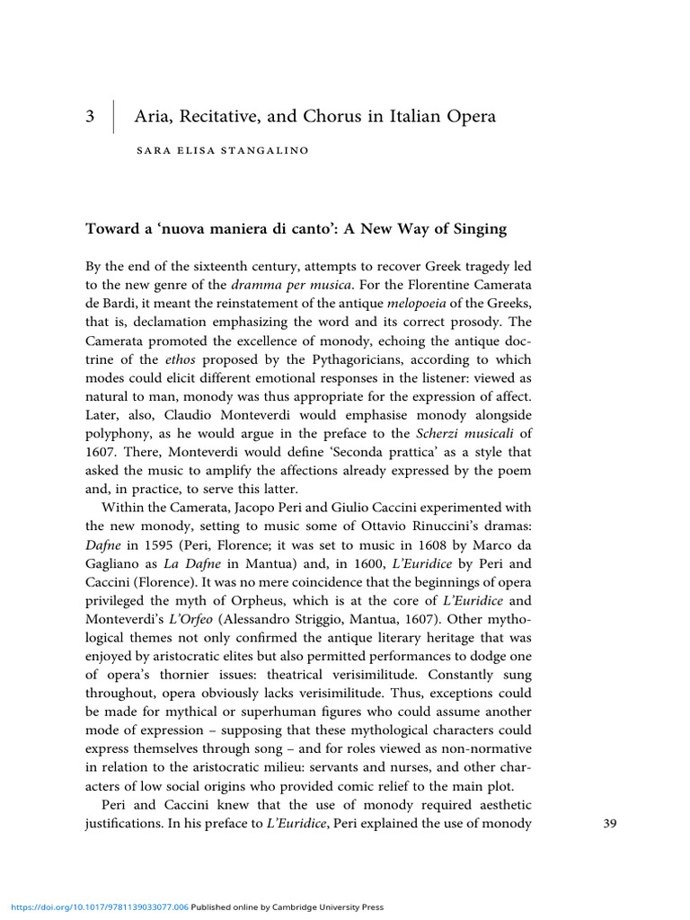 Aria Recitative and Chorus in Italian Opera | PDF | Poetry | Opera