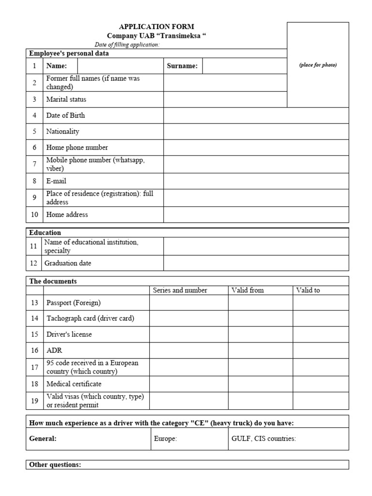 .Trashed 1706205129 Application Form Transimeksa | PDF | Driver's ...
