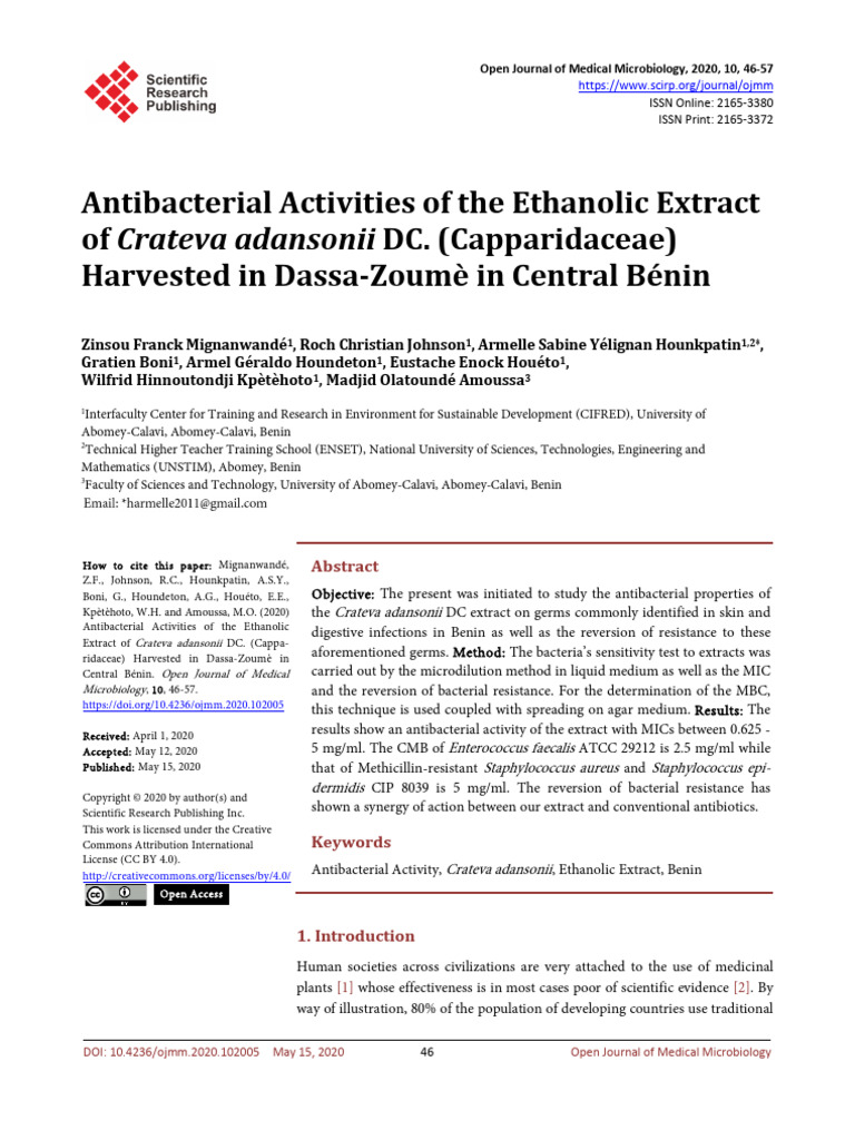 Antibacterial Activities of The Ethanolic Extract | PDF | Science & Mathematics