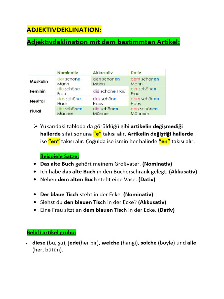 ADJEKTIVDEKLINATION | PDF