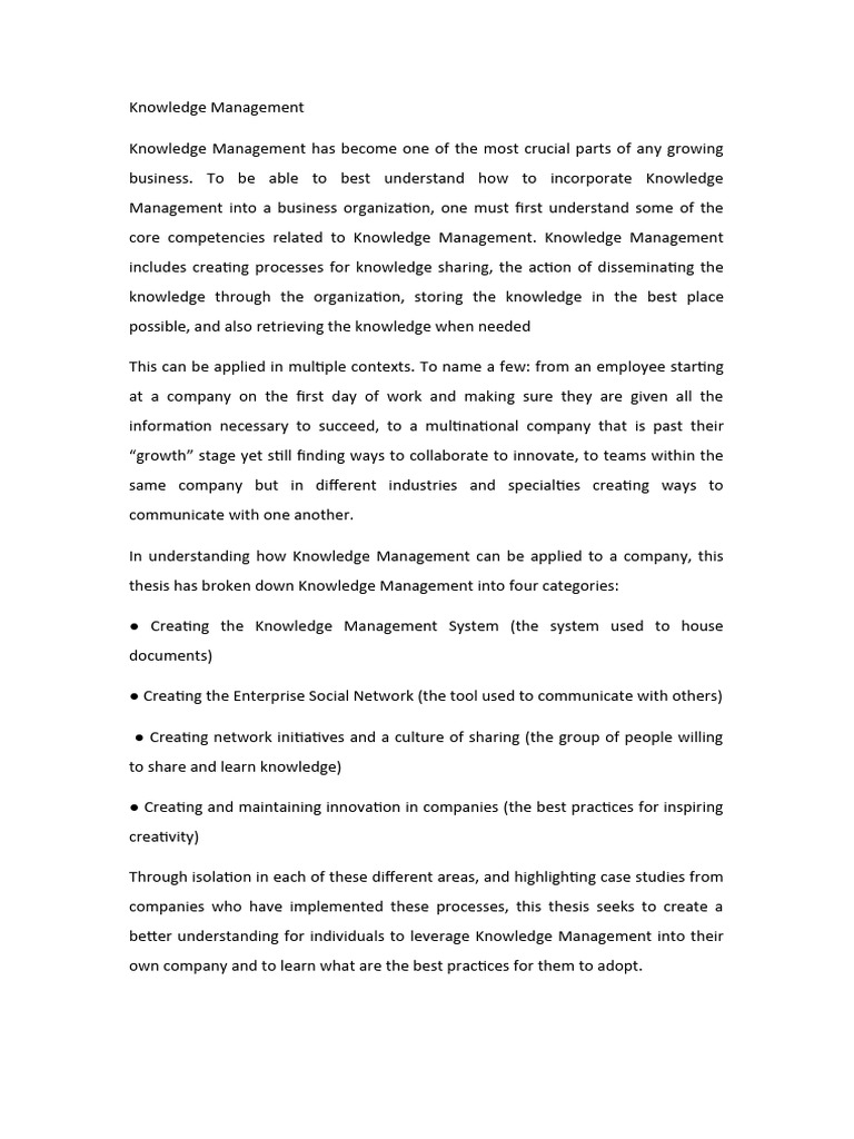Knowledge Management Case Study | PDF | Knowledge Management | Information