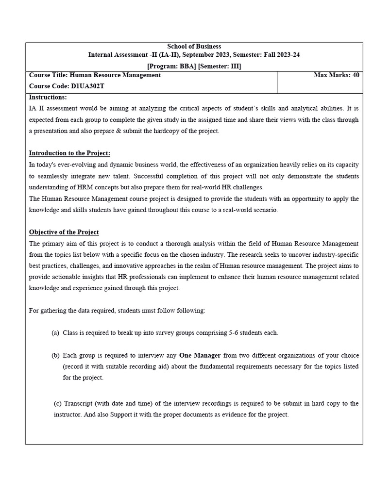 IA2 - HRM BBA-III Sem (D1UA302T) - Isha Srivastava | PDF | Career & Growth