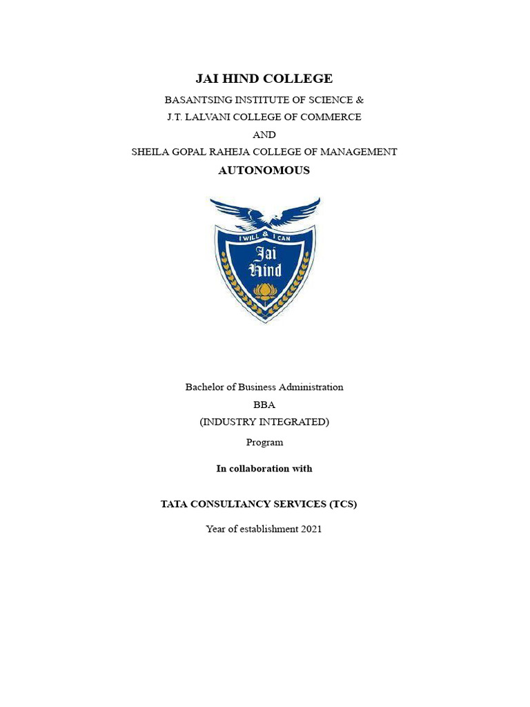 BBA Industry Integrated Collaboration With TCS Program Overview | PDF ...