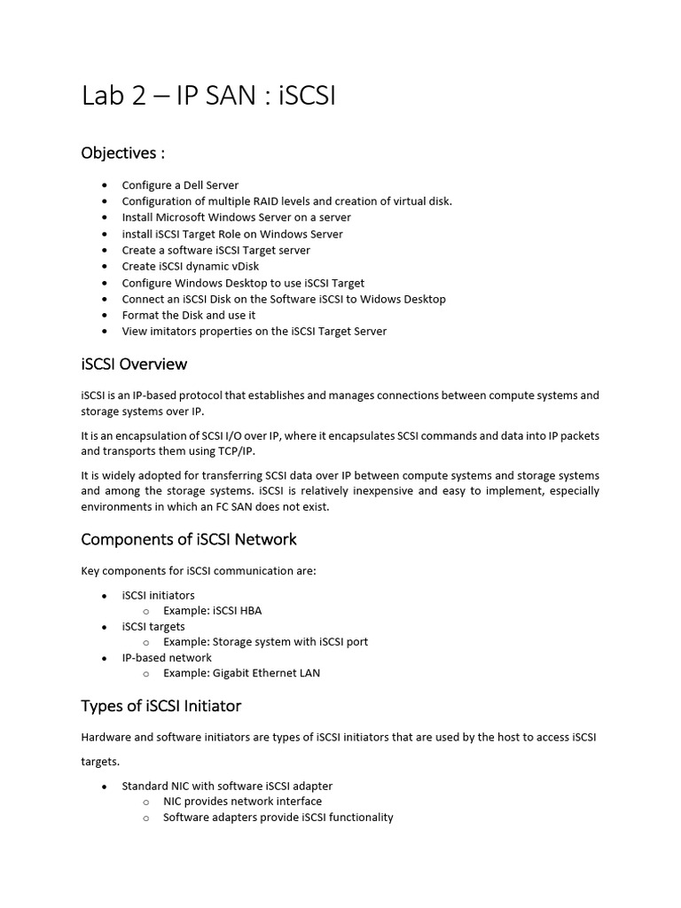 Lab 2 - IP SAN - iSCSI | PDF | Network Interface Controller | Computer Networking