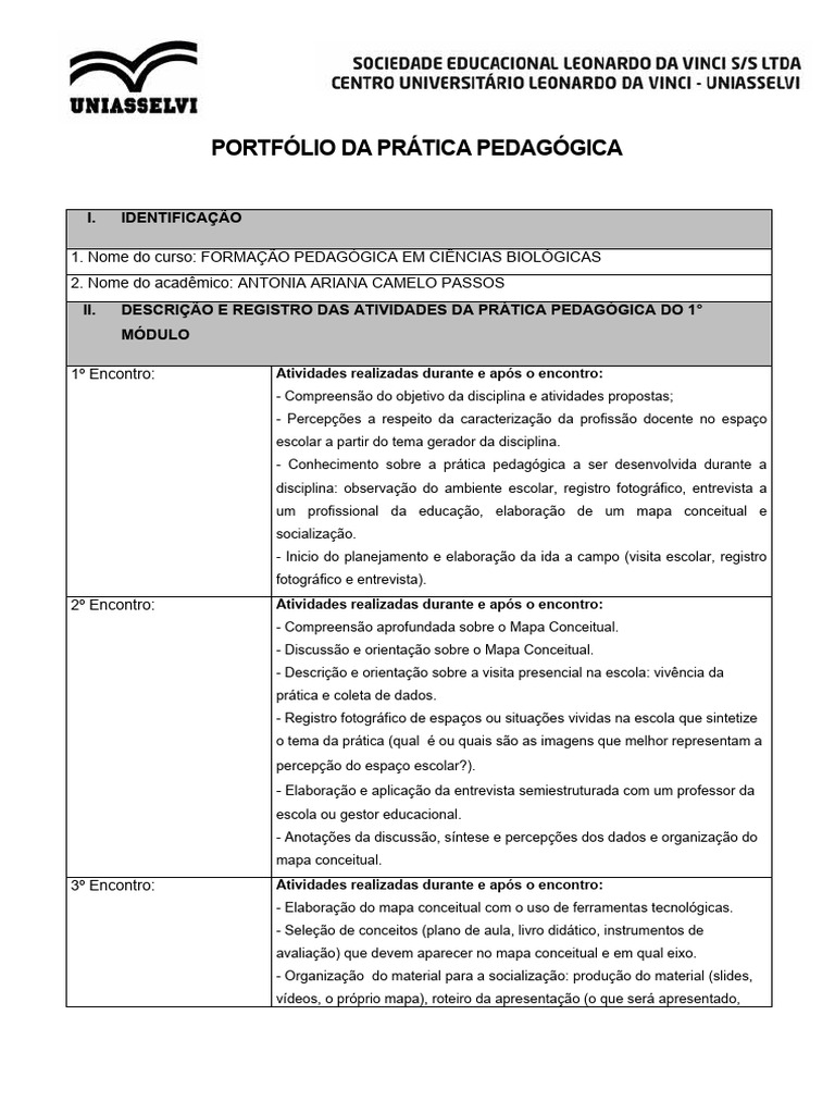 Portfólio - Prática Pedagógica | PDF