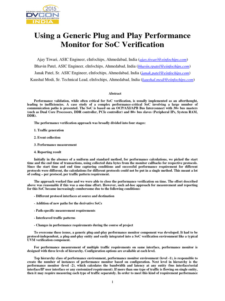 Using A Generic Plug and Play Performance Monitor For SoC Verification ...