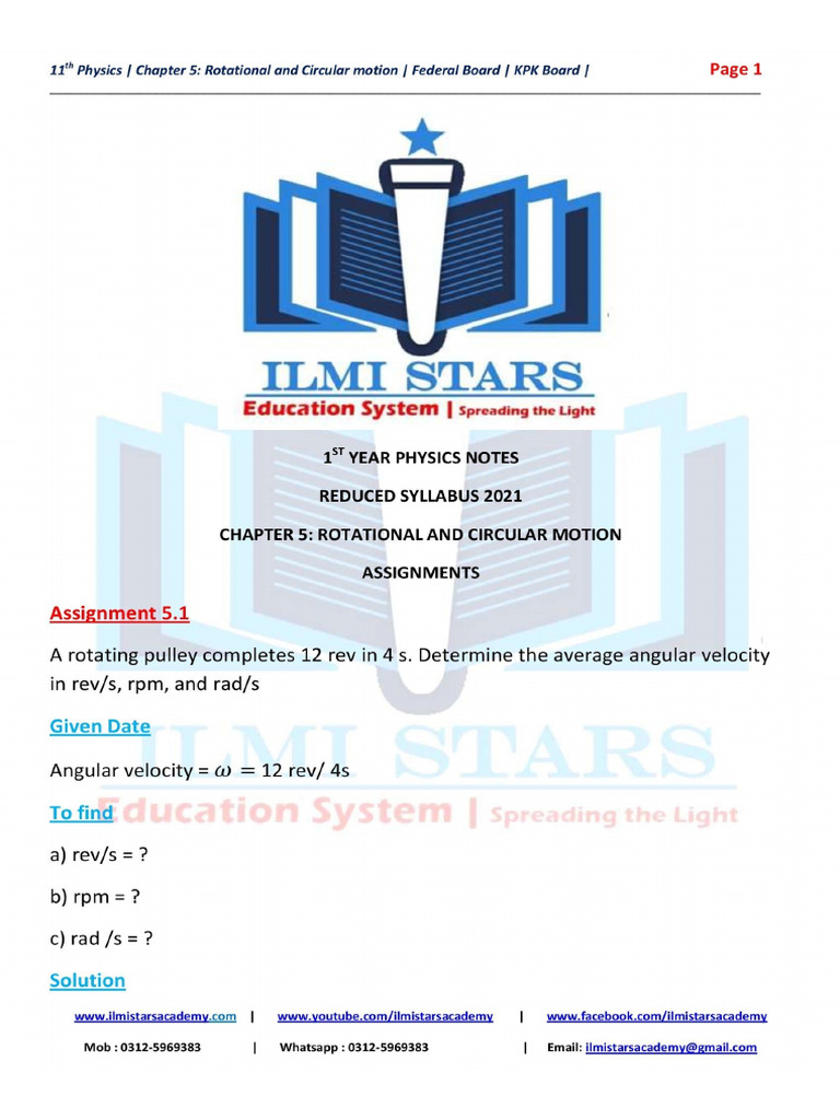 Class 11 Physics Chapter 5 Assignments | PDF