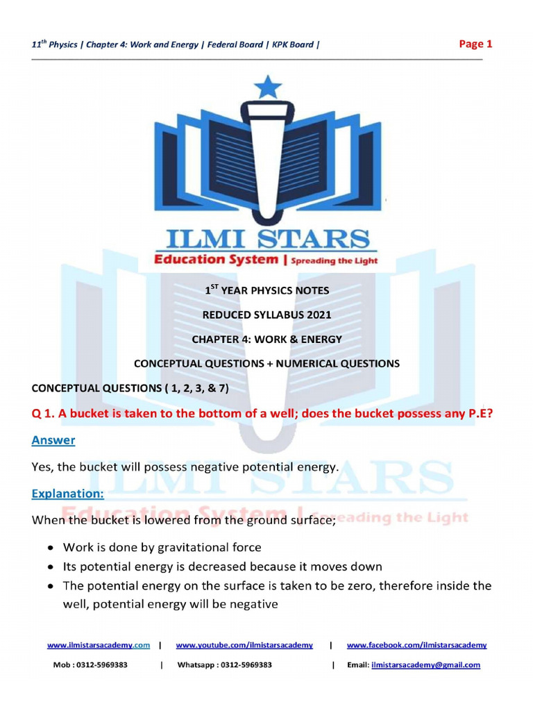 Class 11 Physics Chapter 4 Conceptual Questions & Numericals | PDF