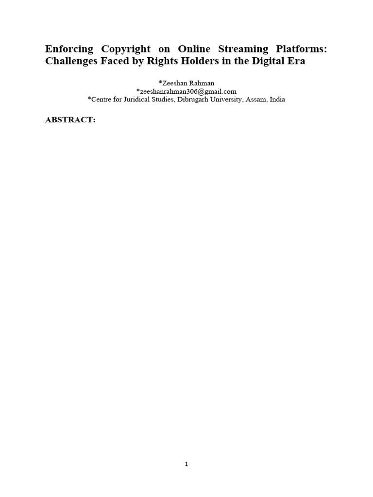 Zeeshan Rahman, Intellectual Property Proposed Paper | PDF | Copyright ...