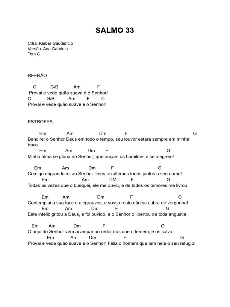 Salmo 33 Cifra | PDF