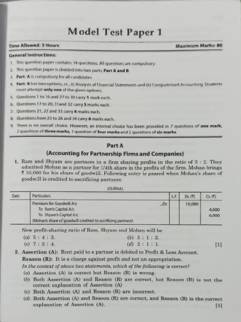 SQP1 Cbse | PDF | Balance Sheet | Equity (Finance)