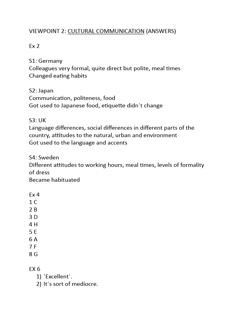 VIEWPOINT 2 - Answers | PDF