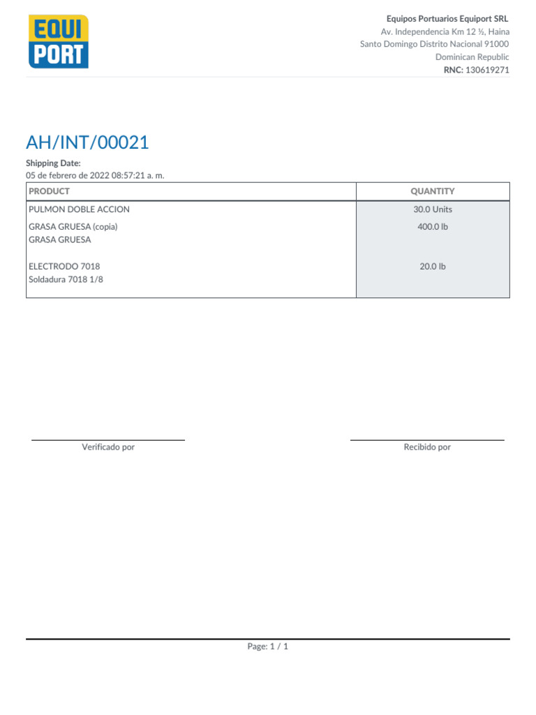 Conduce de Entrega - AH - INT - 00021 | PDF