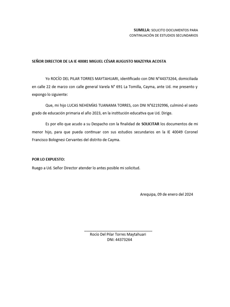 Solicito Documentos | PDF