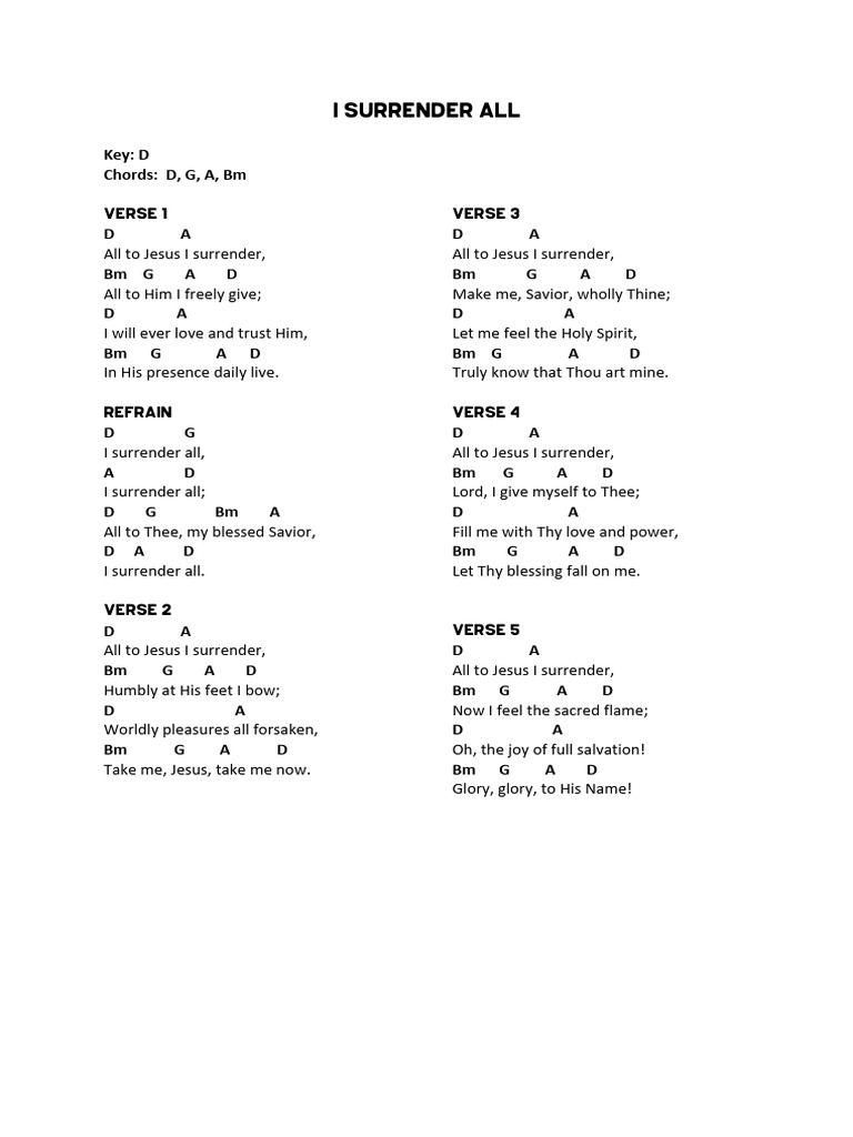 +I+Surrender+All+ +Chord+Chart | PDF
