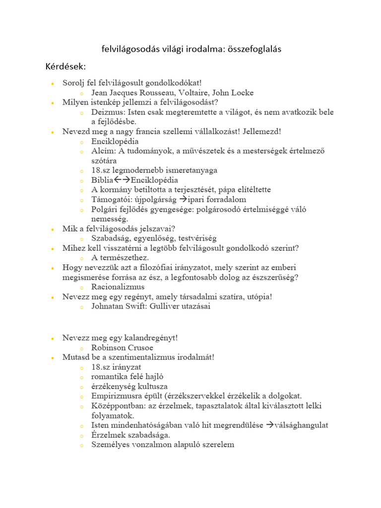 A Felvilágosodás Világi Irodalma | PDF