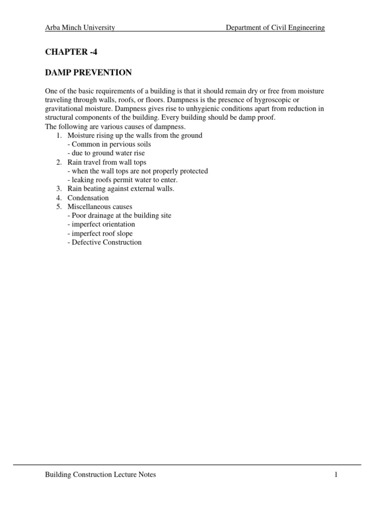 Damp Prevention in Building Construction | PDF | Concrete | Building ...