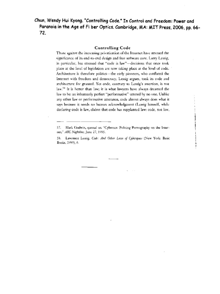Wendy Chun: Controlling Code | PDF | Democracy | Political Ideologies