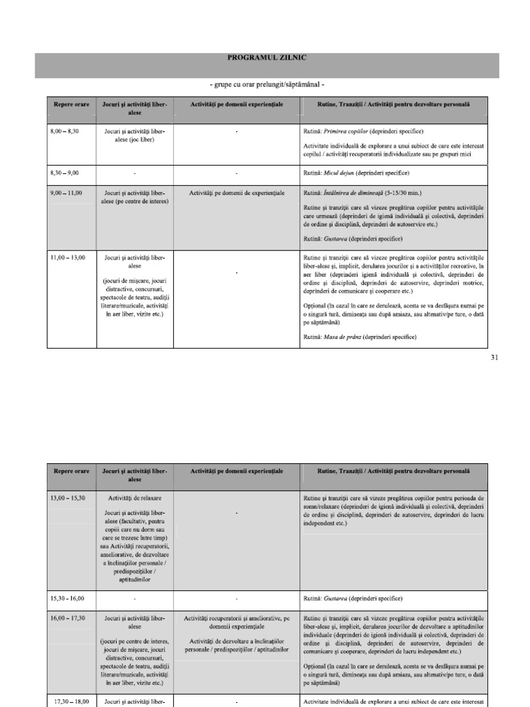 Program Zilnic | PDF