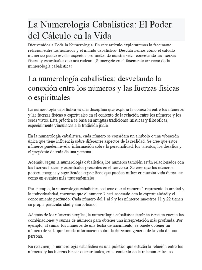 Numerología Cabalística: Significado y Uso | PDF | Kábala | Vida