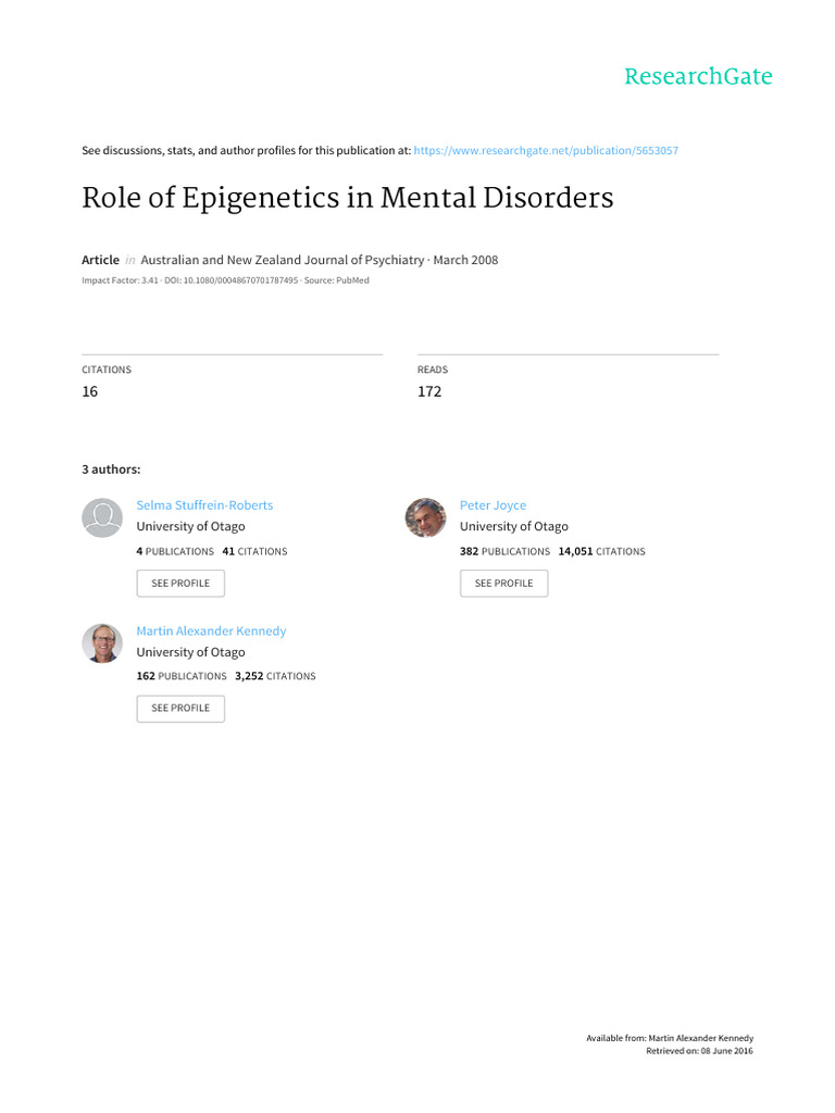 Epigenetics and Mental Disorders Explained | PDF | Epigenetics | Gene ...