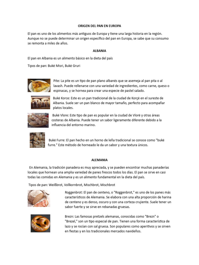 Origen Del Pan en Europa | PDF | Panes | Panadería