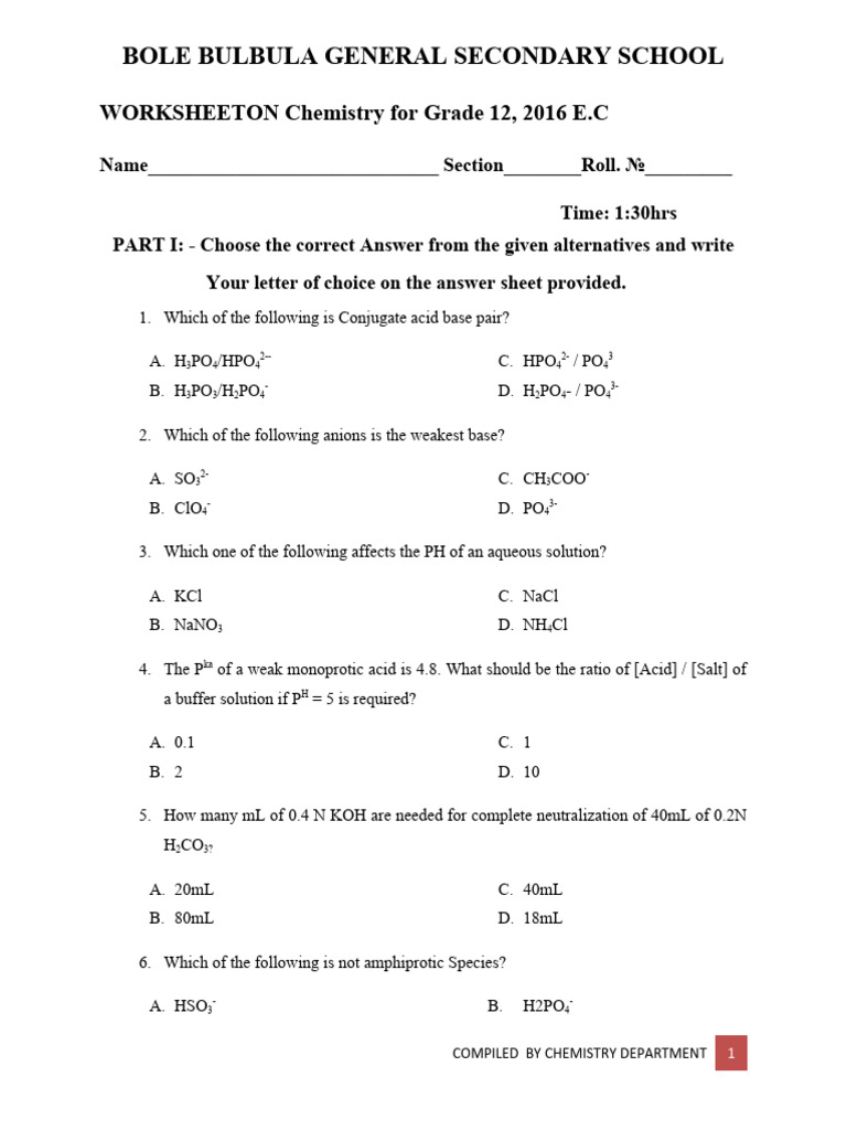 Chem. Worksheet | PDF | Solvation | Solubility
