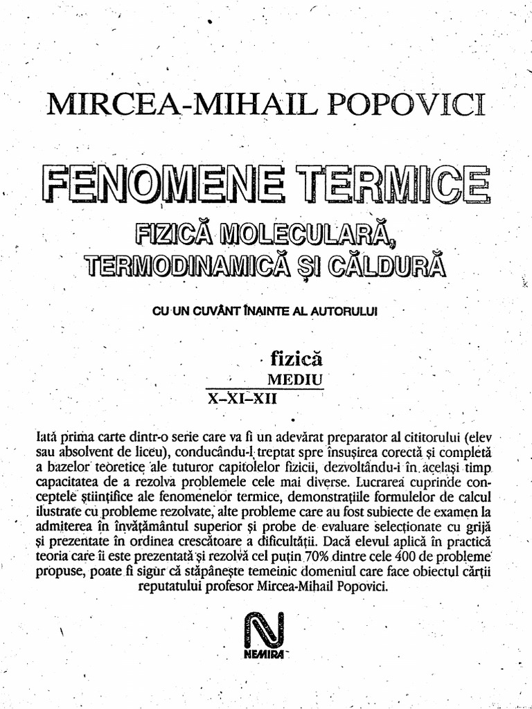 Fenomene Termice - M. M. Popovici (1995) | PDF