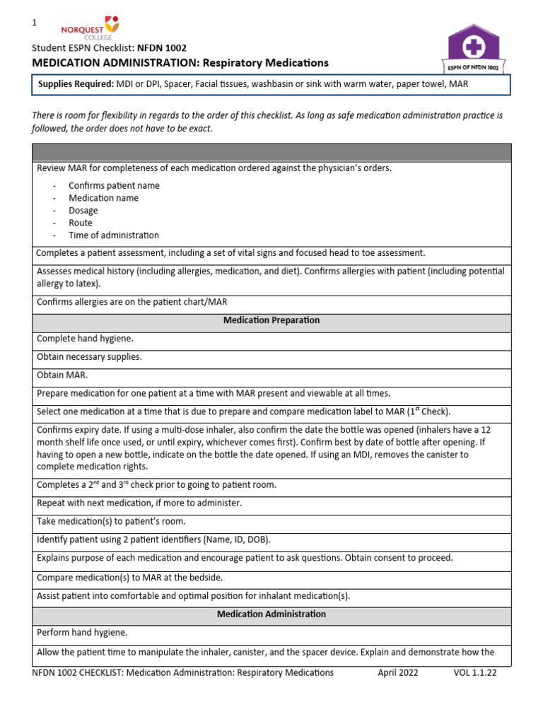 Respiratory Medications Checklist Complete | PDF | Medicine | Clinical ...