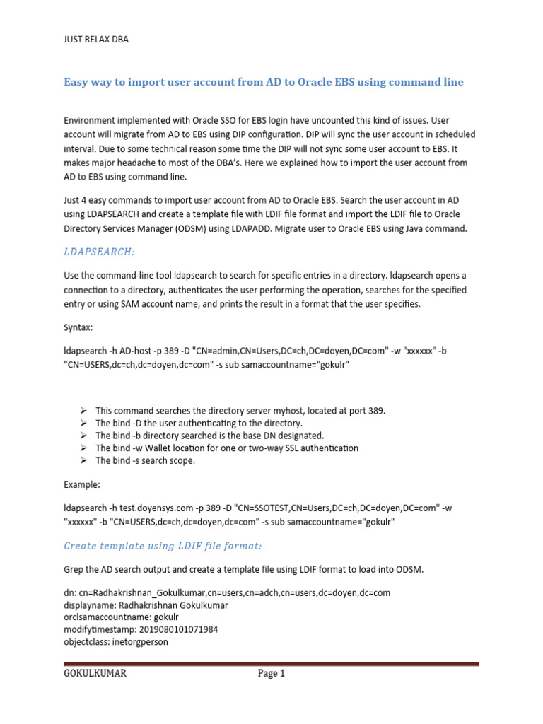 Import AD Users to Oracle EBS via CLI | PDF | Command Line Interface ...