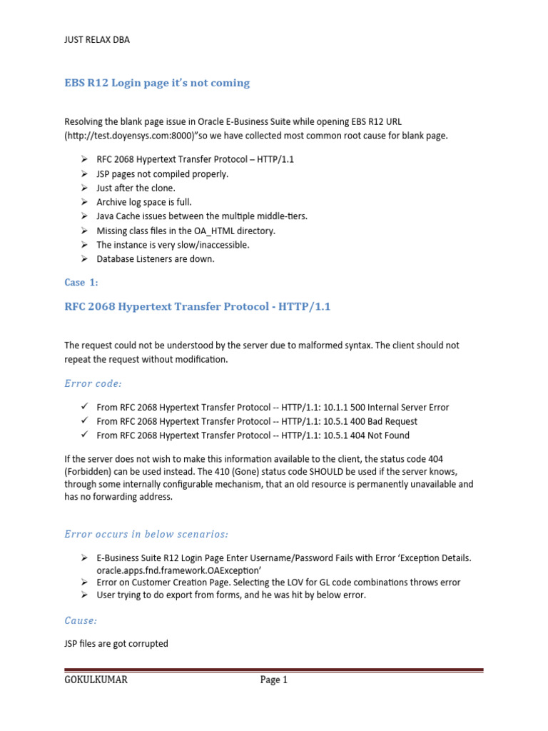 EBS R12 Login Page Issues | Download Free PDF | Computer Science | Computer Architecture