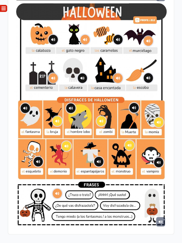 Vocabulario de Halloween - ProfeDeELE | PDF