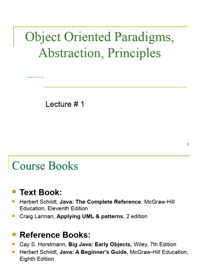 Lecture1 Object Oriented Paradigms, Abstraction, Principles | PDF | Method (Computer Programming ...