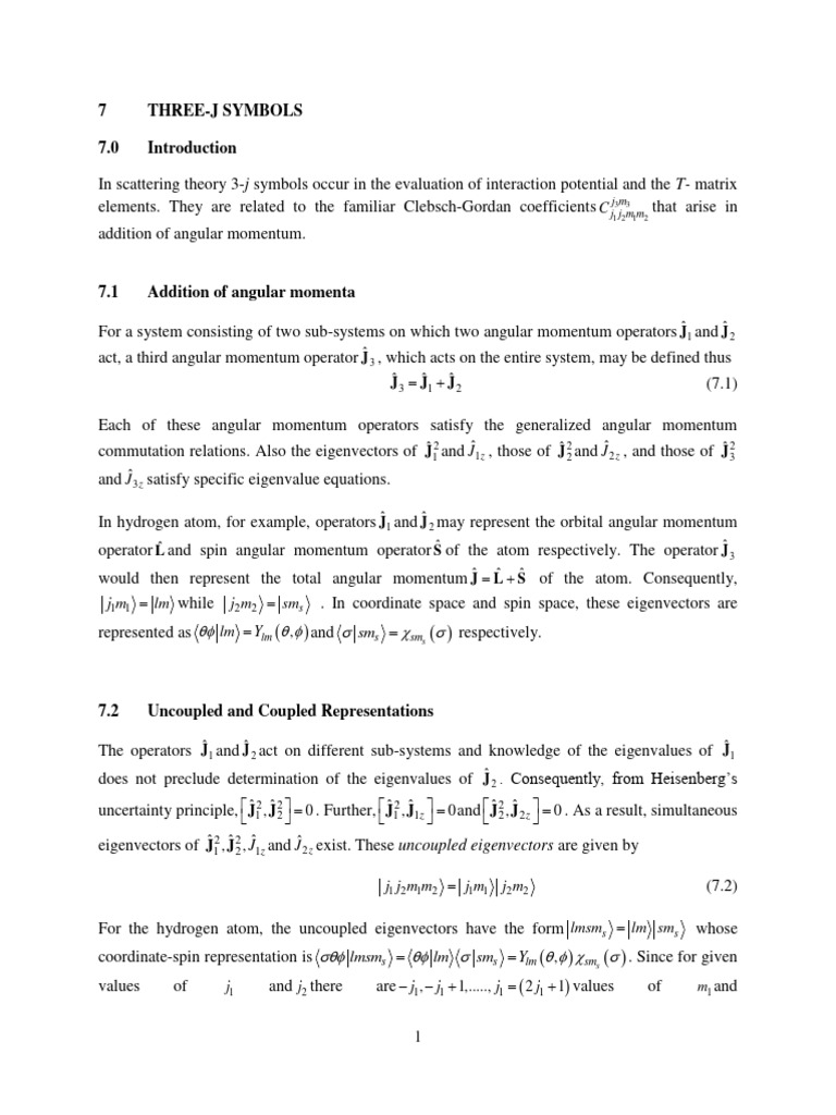 Understanding 3-j Symbols in Quantum Mechanics | PDF | Eigenvalues And Eigenvectors | Spin (Physics)