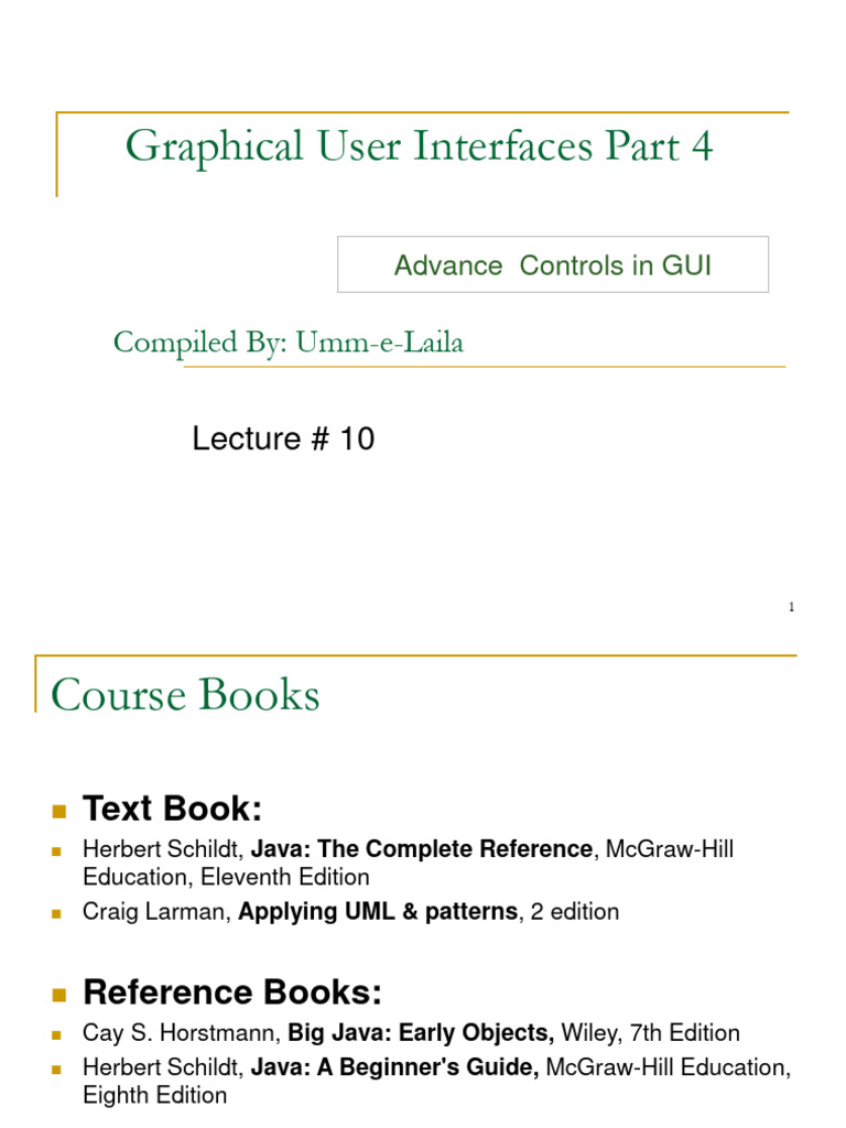 Lecture 10 GUI JMenuItem, JMenu, JDialogBox | PDF | Menu (Computing) | Dialog Box