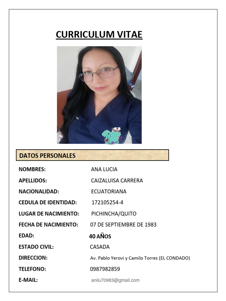 Curriculum Vitae Ana Caizaluis-Actualizado | PDF
