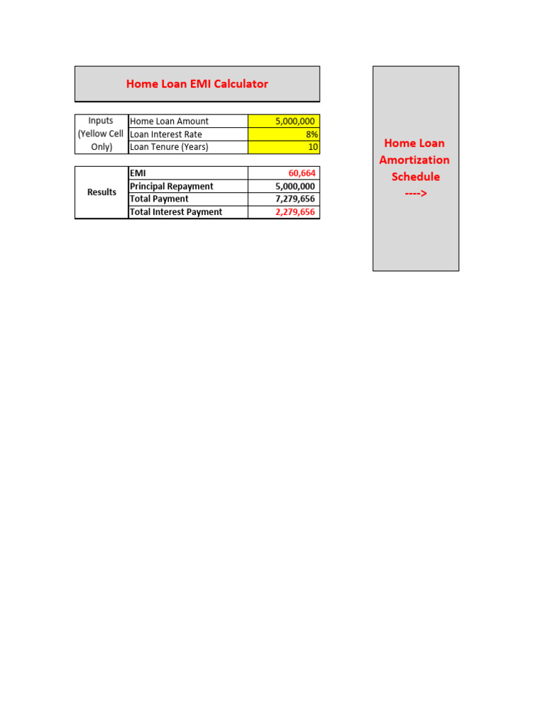 Home Loan EMI Calculator Amortization Schedule | PDF | Loans | Mortgage ...