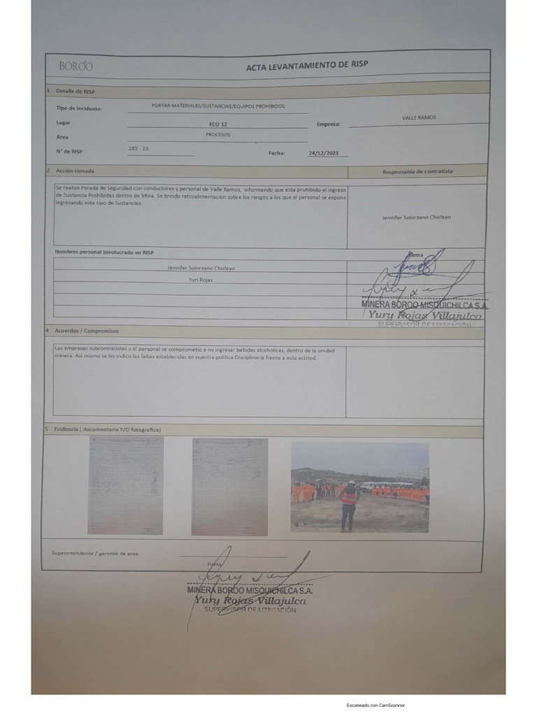 Acta de Levantamiento Risp 285-2023 | PDF