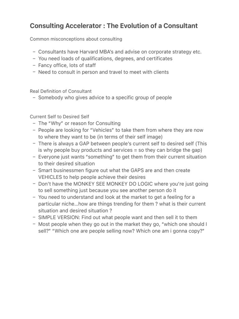 Consulting Accelerator The Evolution Of A Consultant Pdf Consultant