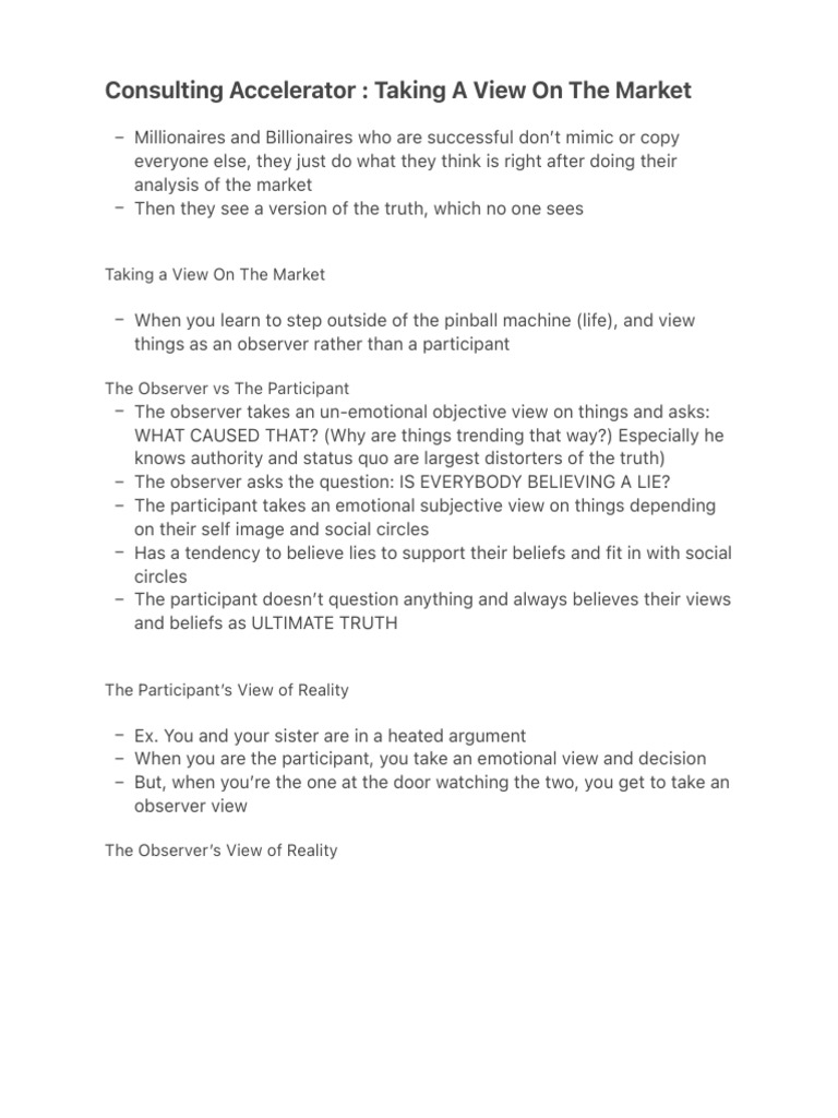 Consulting Accelerator: Taking A View On The Market | PDF | Truth | Thought