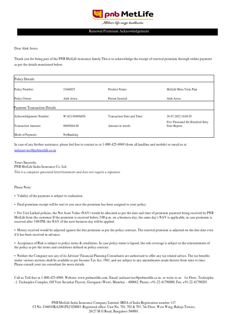 Policy Premium | PDF | Insurance | Taxes